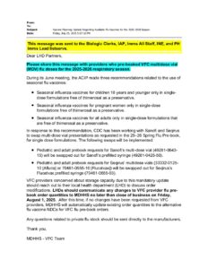 Vaccine Planning_Update Regarding Available Flu Vaccines for the 2025 ...